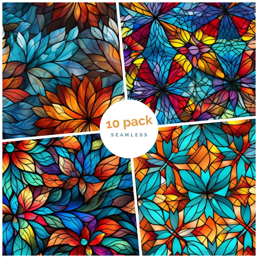 10 Stained Glass Floral Seamless Prints - Etsy