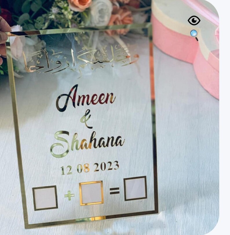 Personalised Islamic Nikah Acrylic Board, Fingerprint Contract, Wedding ...