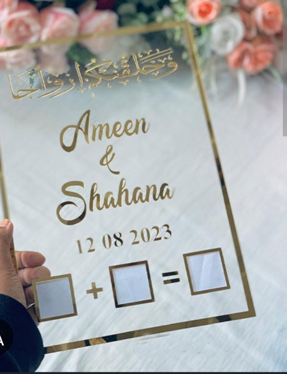 Personalised Islamic Nikah Acrylic Board, Fingerprint Contract, Wedding ...