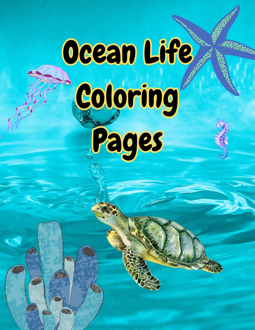 Digital Ocean Life Coloring Pages - Etsy