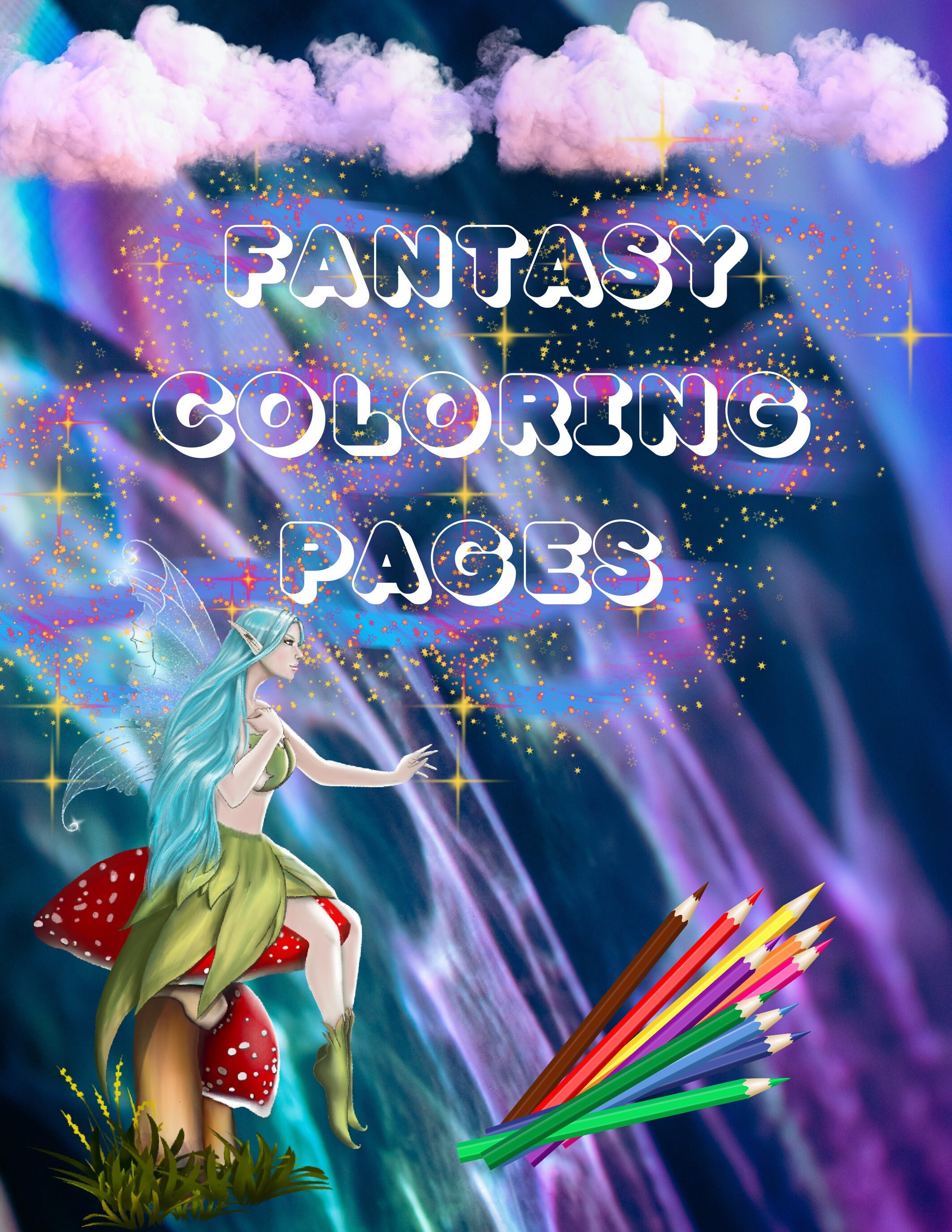 Digital Fantasy Coloring Pages - Etsy