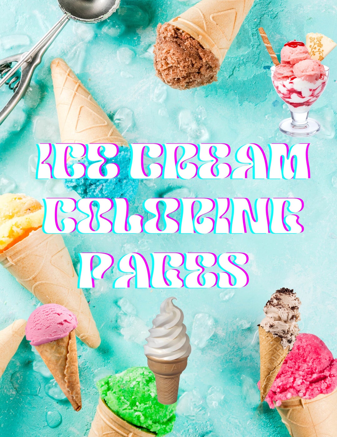Digital Ice Cream Coloring Pages - Sweet Treats for Creative Fun - Etsy