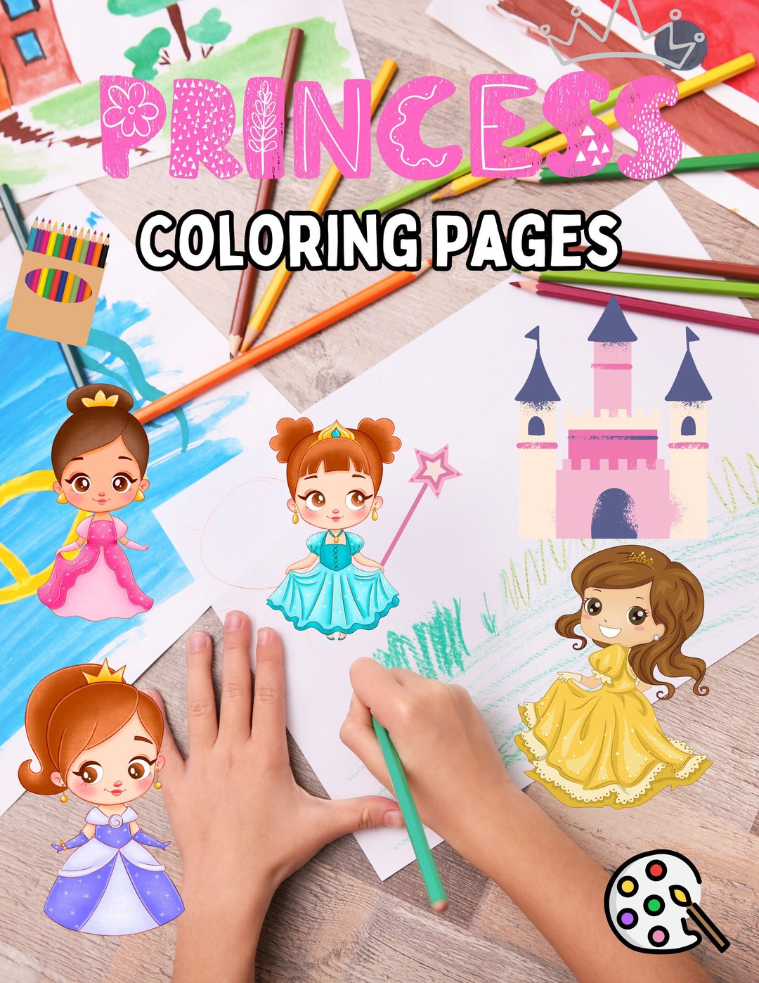 Digital Princess Coloring Pages for Kids Fun Activity - Etsy