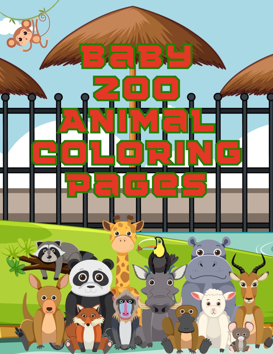 Digital Zoo Animal Coloring Pages for Kids - Adorable & Cute - Etsy