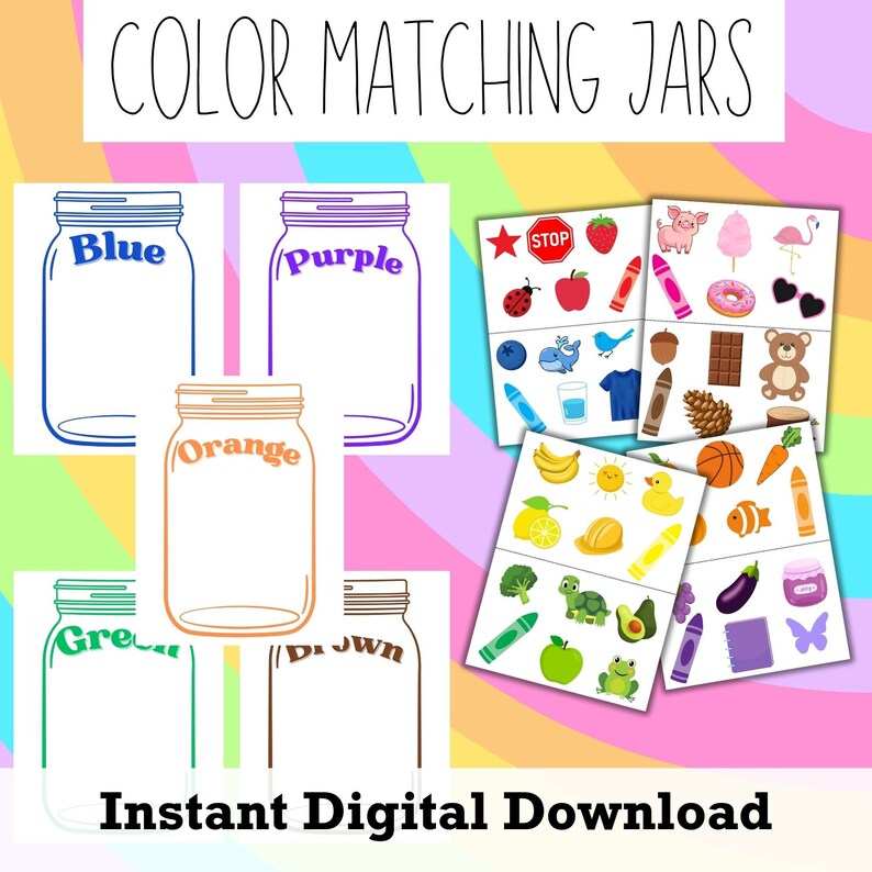 Color Matching Worksheets, Sorting Colors in Jars, Color Sorting Velcro ...