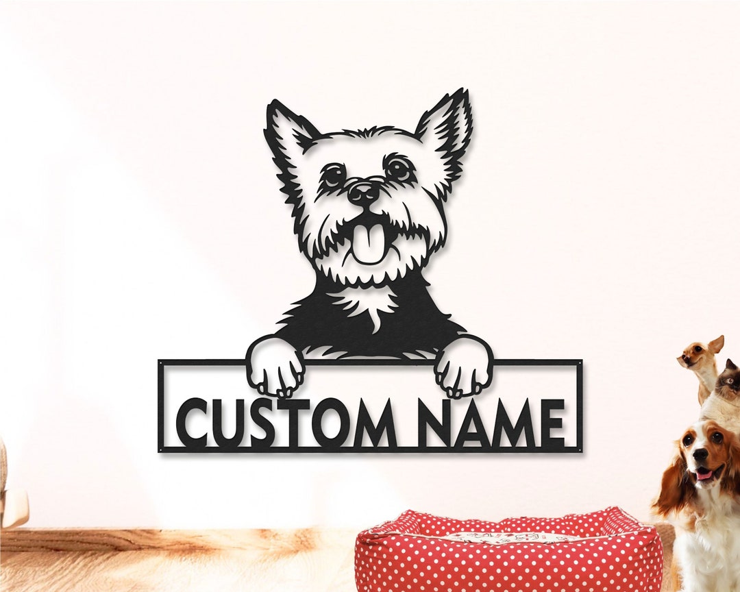 Yorkie Metal Wall Art Custom Yorkshire Dog Name Sign Personalized ...