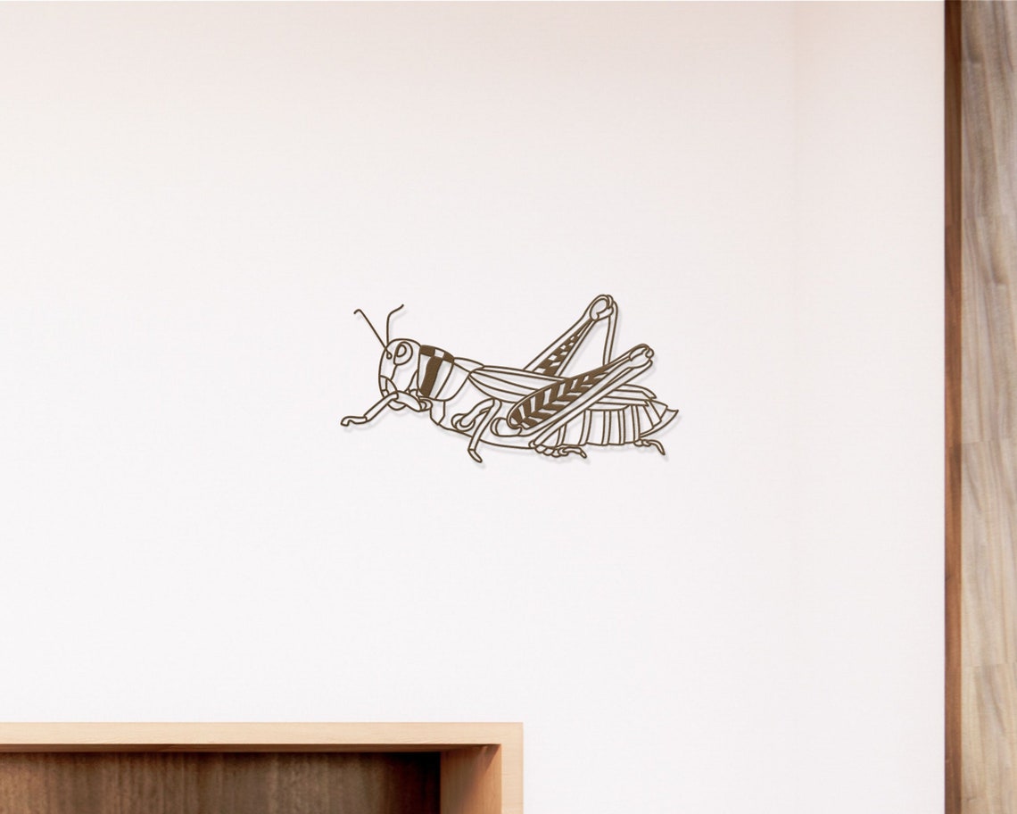 Geometric Grasshopper Metal Wall Art Animal Wall Decor Line Art ...