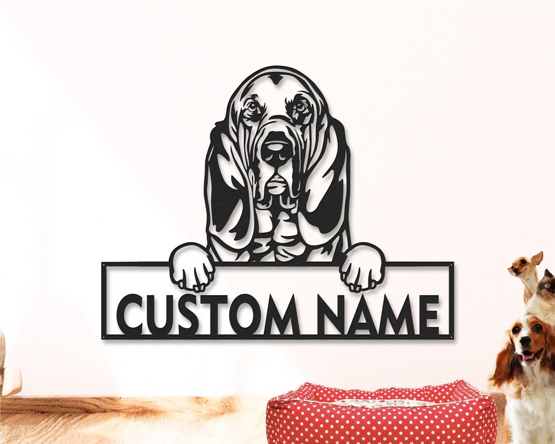 Bloodhound Metal Wall Art Custom Bloodhound Dog Dog Name Sign ...