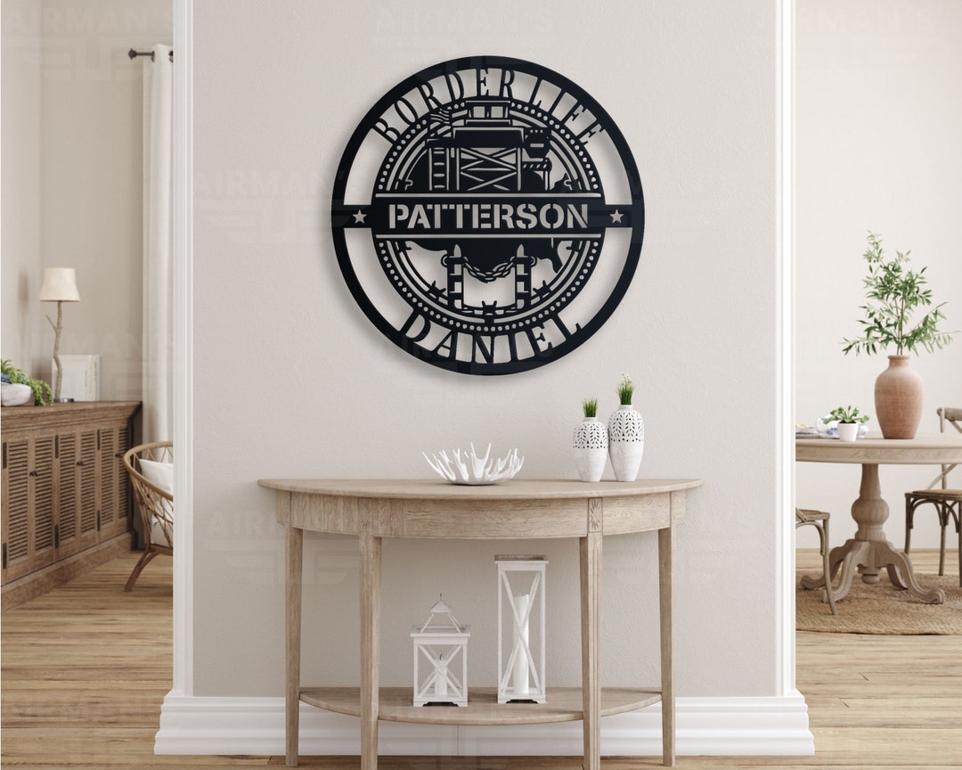 Custom Patriotic Wall Art Personalized Border Patrol Metal Sign, USA ...