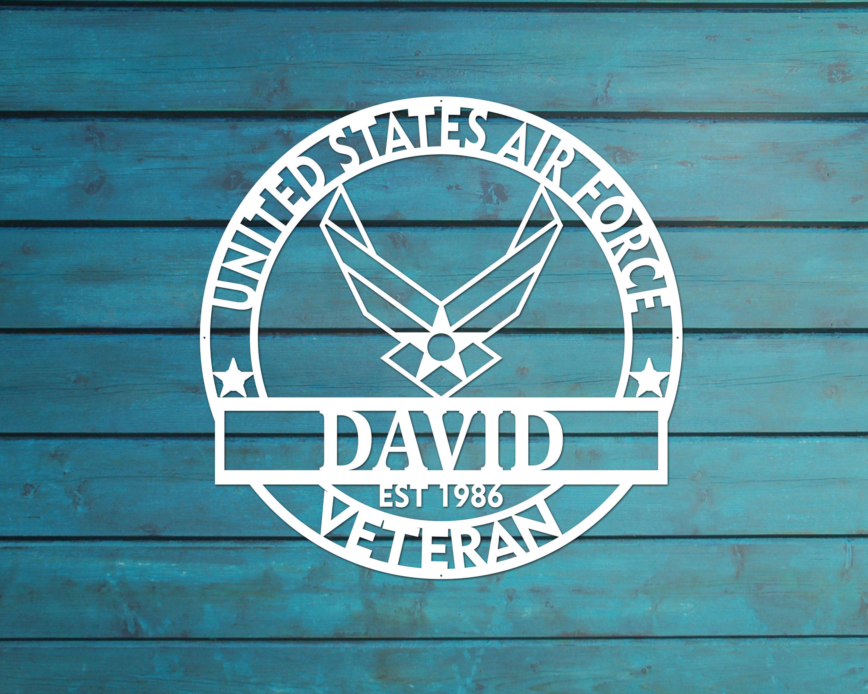 Custom USAF Metal Yard Sign With Personalized Name and Logo Air Force ...