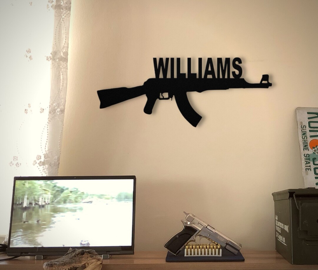 Ak Gun Sign, Gun Shop Metal Wall Art, Armory Decor, Firearm Mancave ...