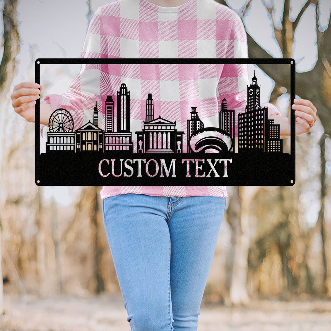Chicago Skyline Metal Art Illinois Wall Sign Cityscape Metal Decor ...