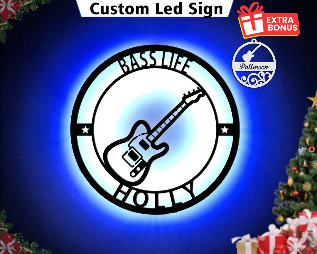 Electric Guitar LED Art Custom Music Wall Decor, Personalized Metal ...