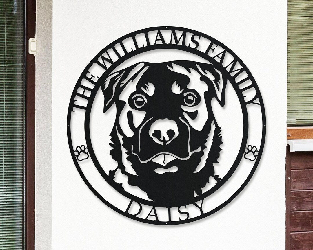 Custom Rottweiler Metal Name Sign Dog House Decor Family Welcome Sign ...
