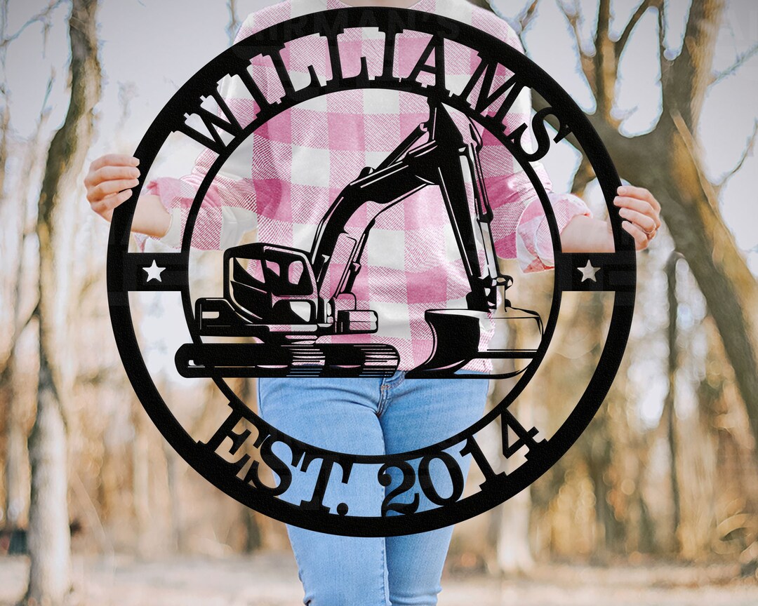 Excavator Metal Name Sign Custom Excavator Wall Art Excavator Operator ...