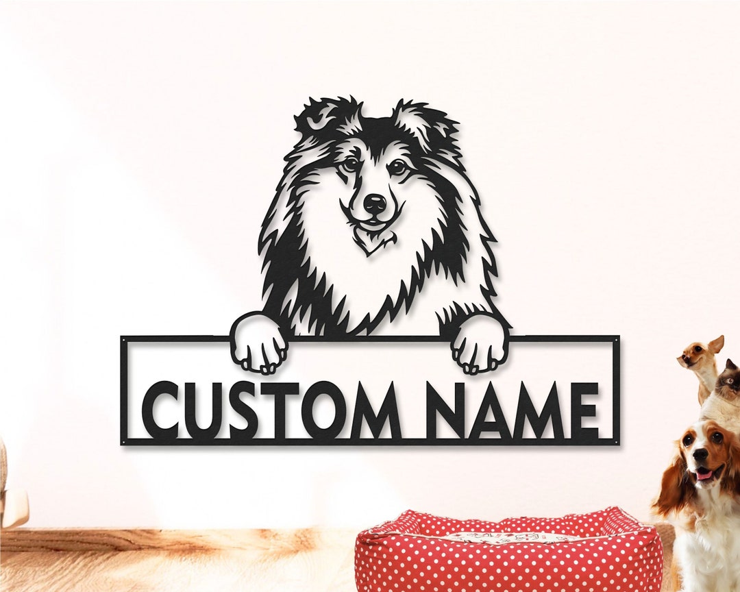 Shetland Sheepdog Metal Wall Art Custom Sheltie Dog Name Sign ...