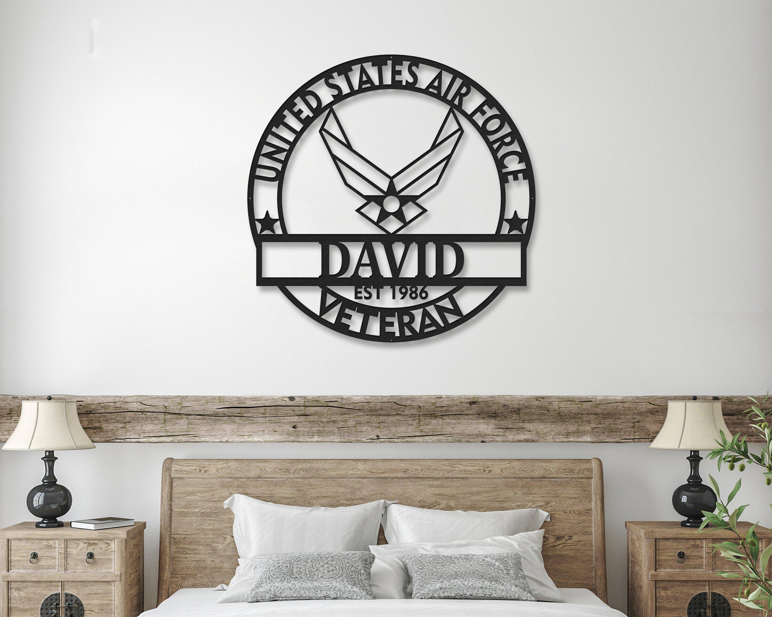 Custom USAF Metal Yard Sign With Personalized Name and Logo Air Force ...