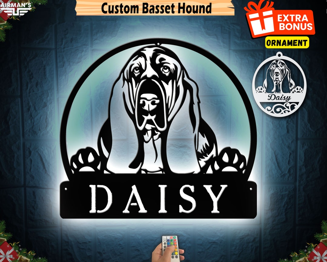 Custom Basset Hound Dog Led Name Sign, Personalized Basset Hound Neon ...
