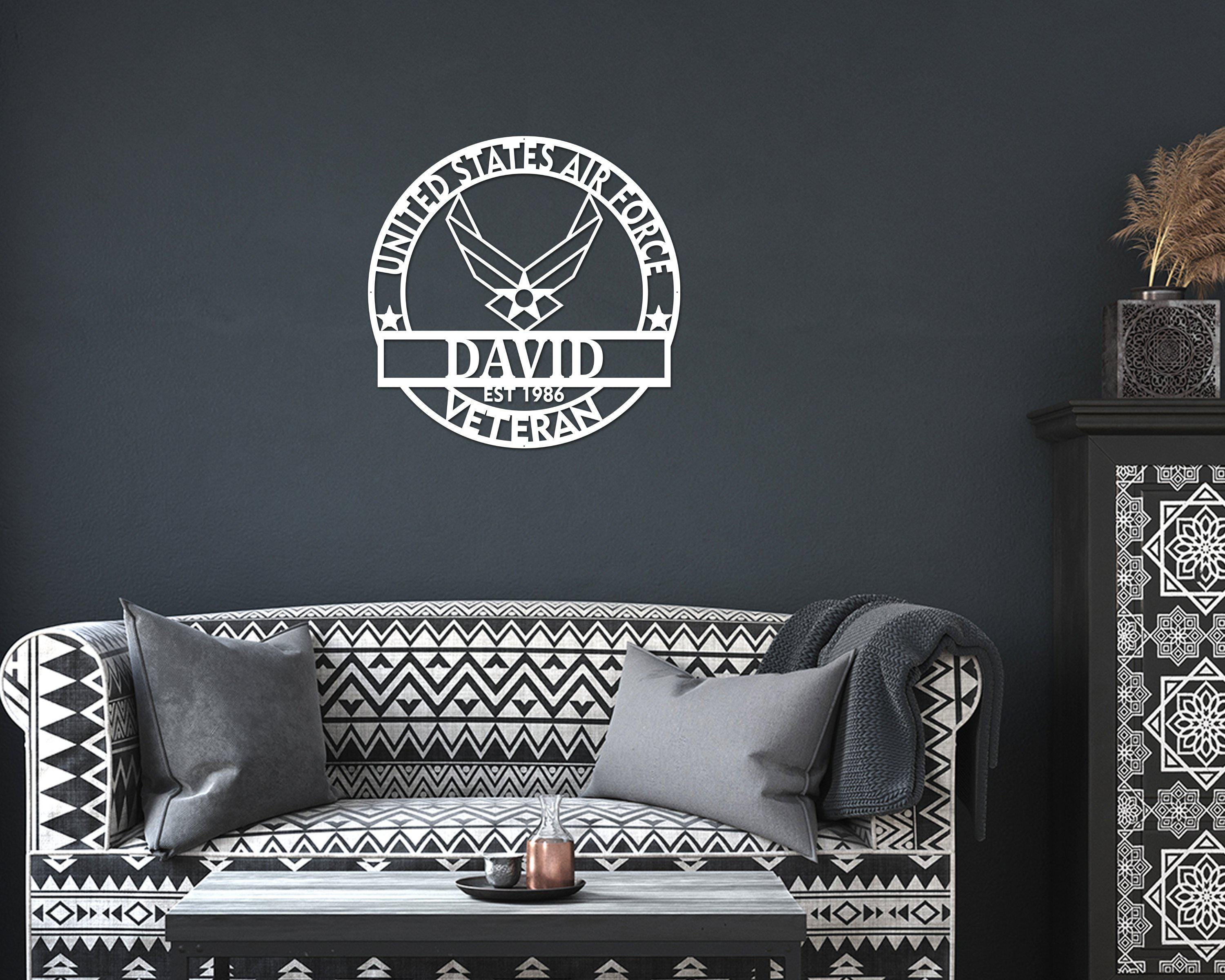 Custom USAF Metal Yard Sign With Personalized Name and Logo Air Force ...