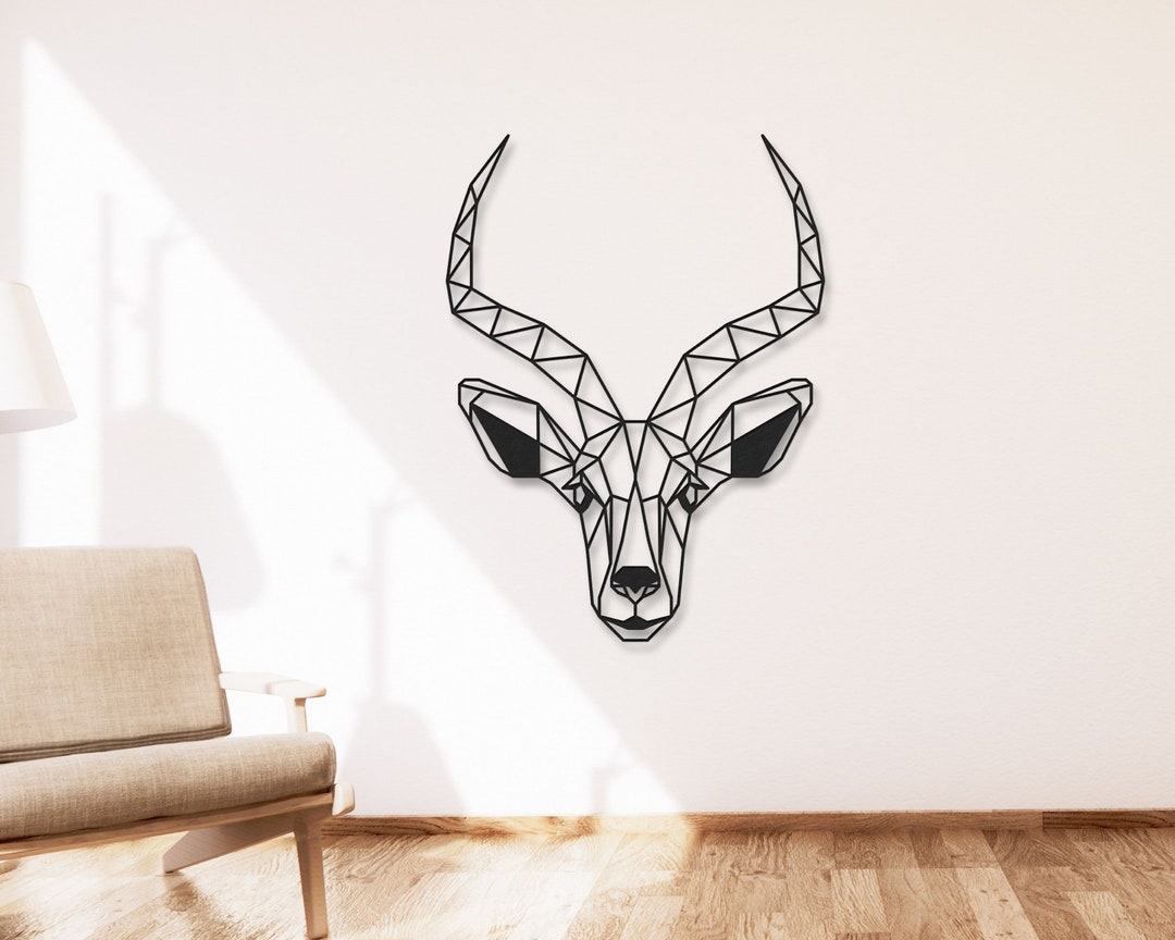 Geometric Antelope 2 Metal Wall Art Animal Wall Decor Line Art Antelope ...
