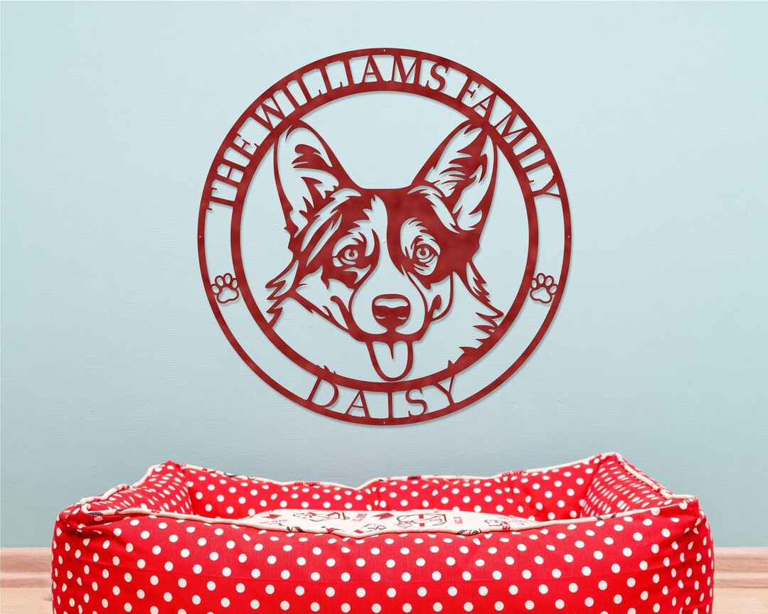 Pembroke Welsh Corgi Metal Sign Custom Dog House Decor Family Name ...