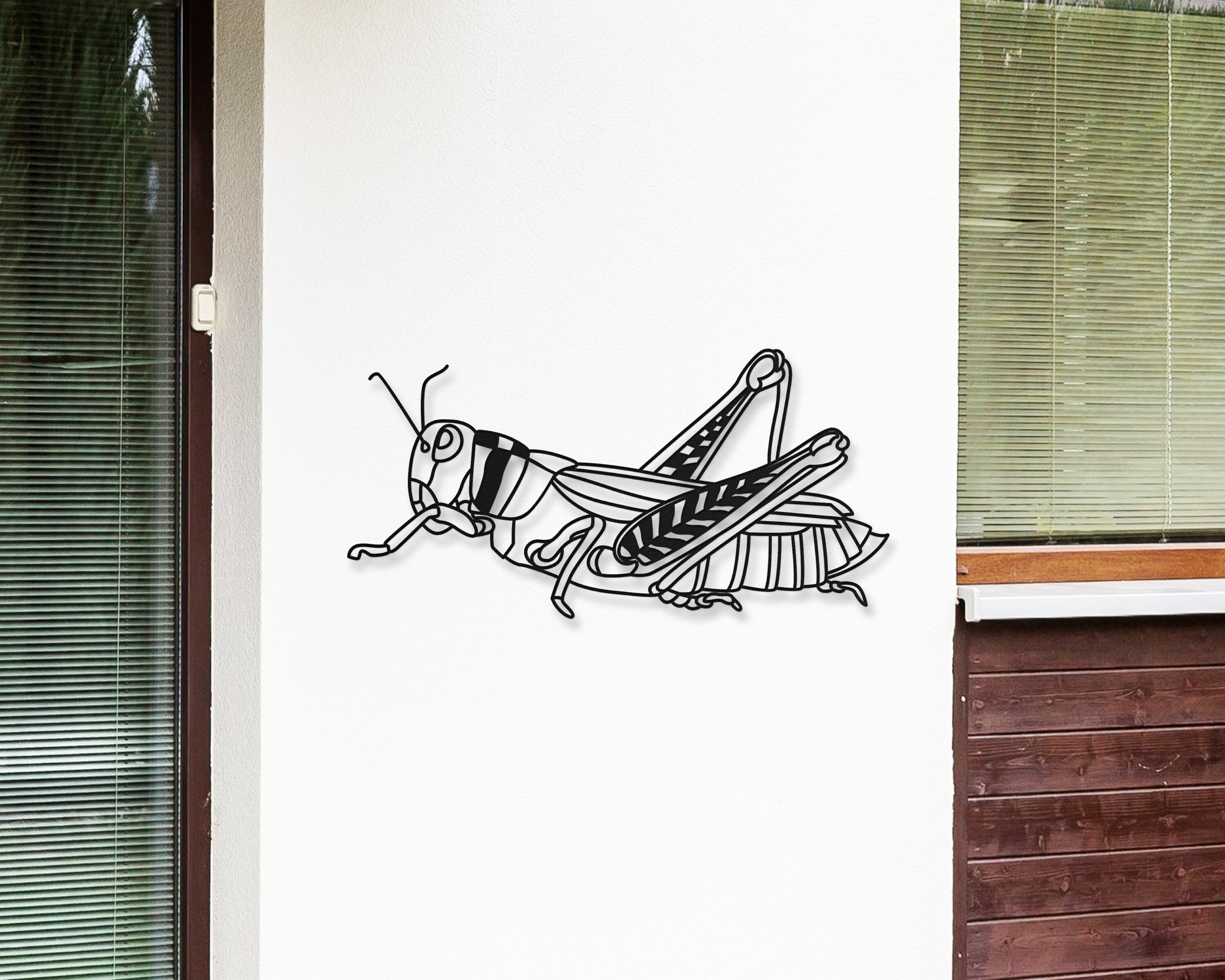 Geometric Grasshopper Metal Wall Art Animal Wall Decor Line Art ...