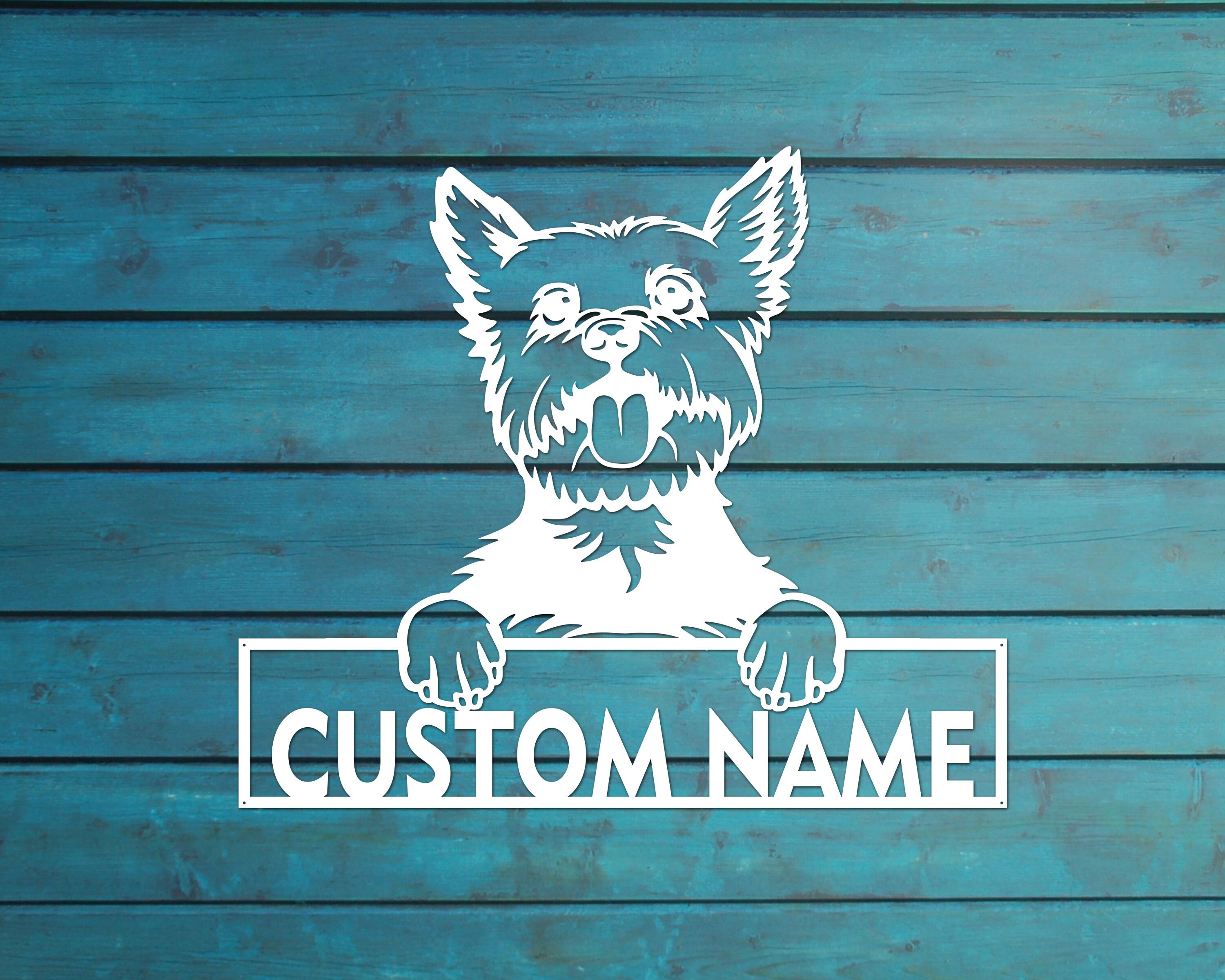 Yorkie Metal Wall Art Custom Yorkshire Dog Name Sign Personalized ...