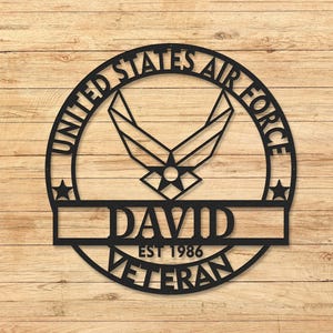 Custom USAF Metal Yard Sign With Personalized Name and Logo Air Force ...
