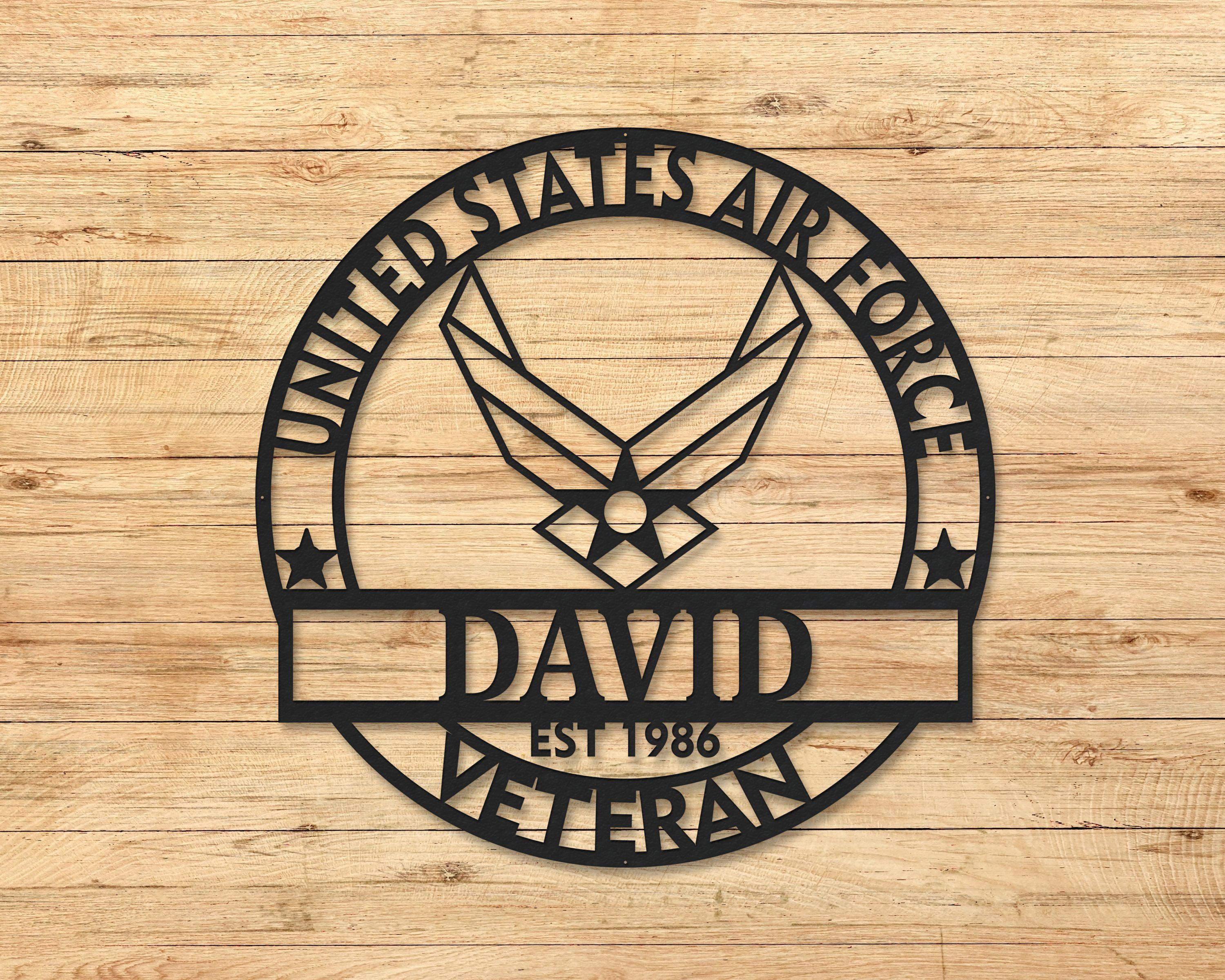 Custom USAF Metal Yard Sign With Personalized Name and Logo Air Force ...