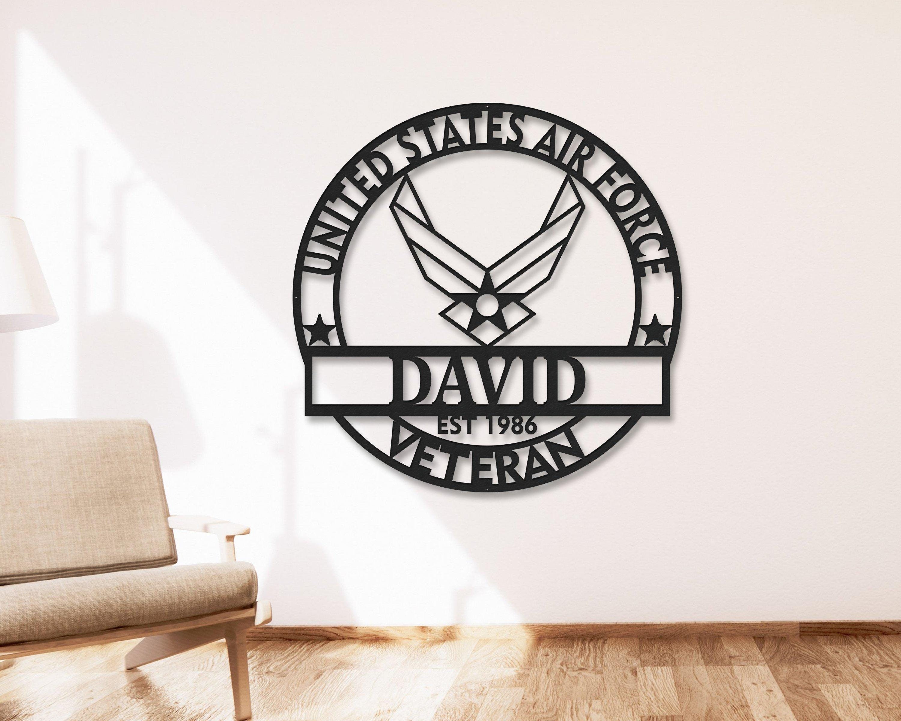 Custom USAF Metal Yard Sign With Personalized Name and Logo Air Force ...