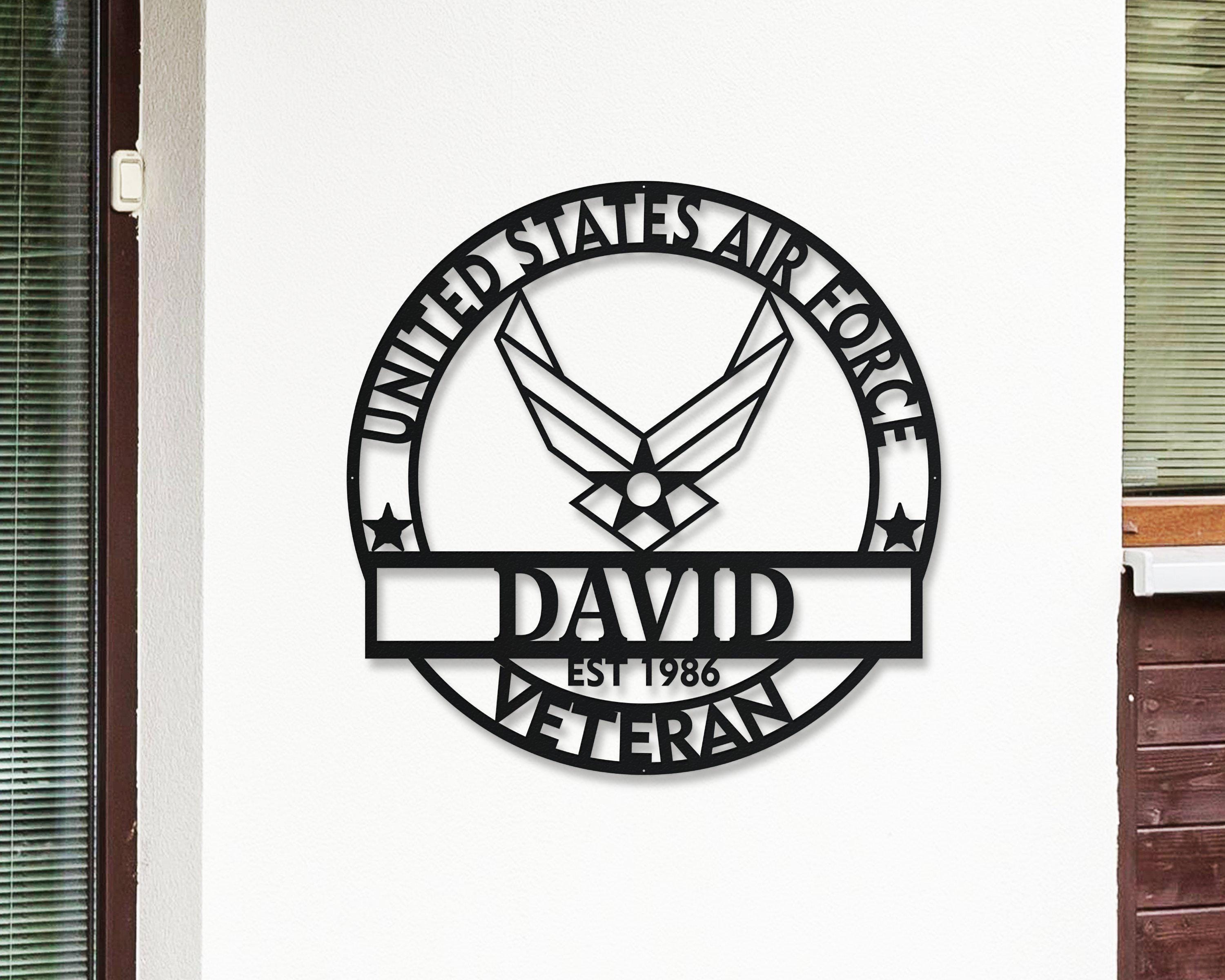 Custom USAF Metal Yard Sign With Personalized Name and Logo Air Force ...