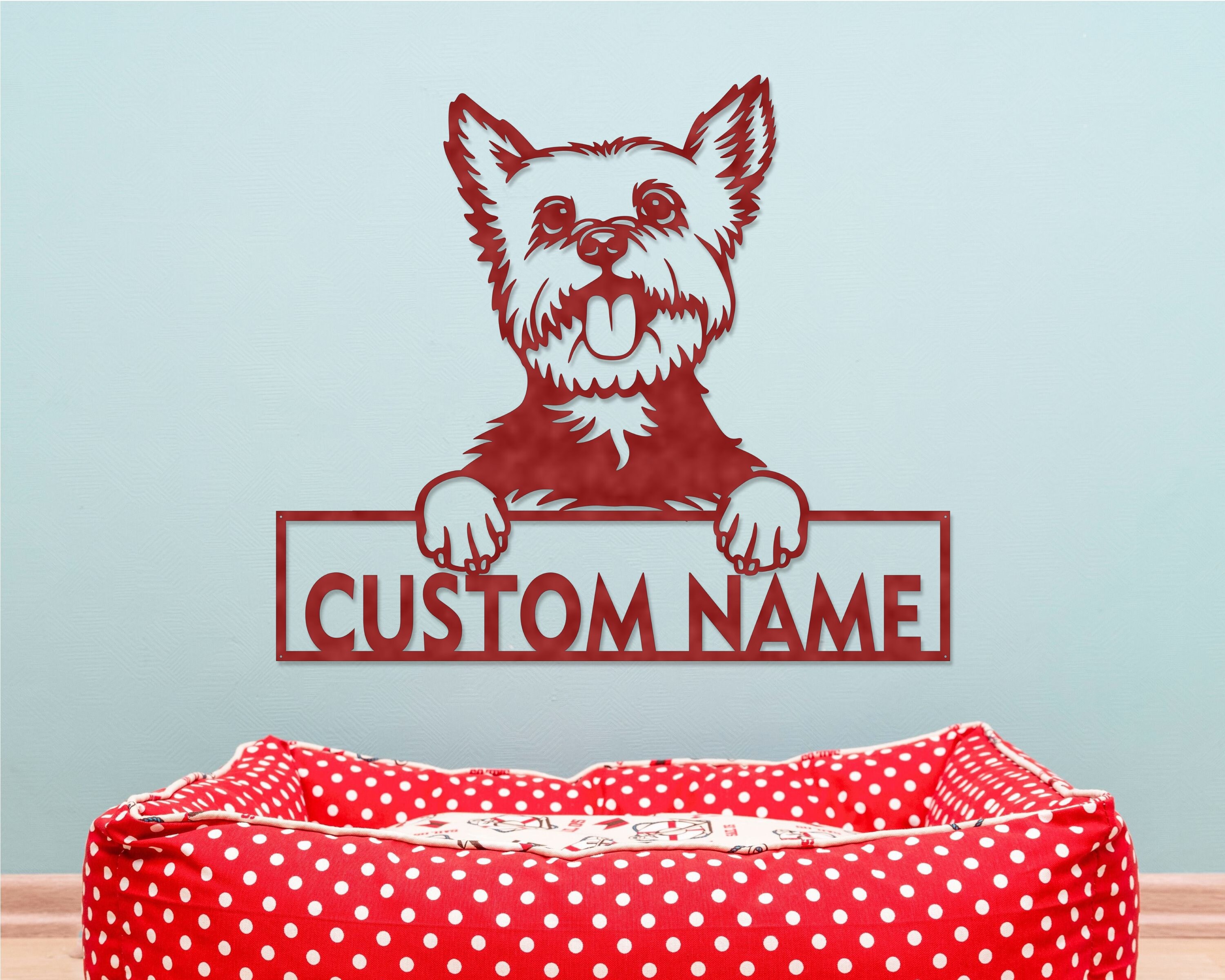 Yorkie Metal Wall Art Custom Yorkshire Dog Name Sign Personalized ...