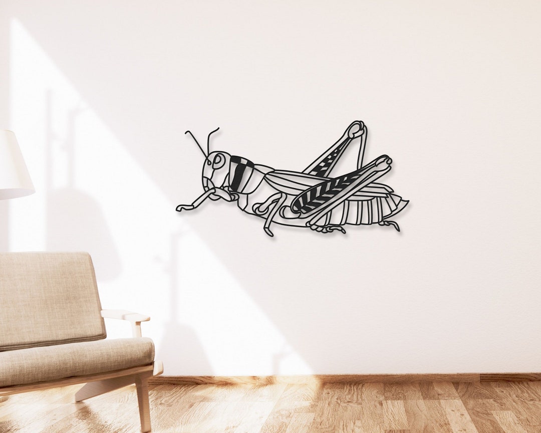 Geometric Grasshopper Metal Wall Art Animal Wall Decor Line Art ...