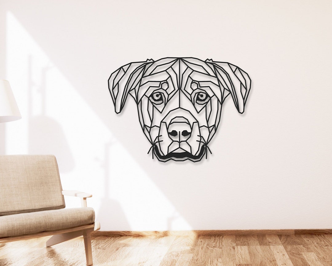 Geometric Rottweiler Metal Wall Art Animal Wall Decor Line Art ...