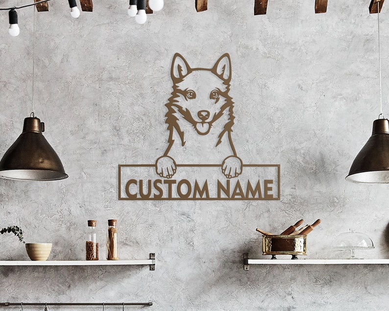 Finnish Spitz Metal Wall Art Custom Finn Dog Name Sign Personalized ...