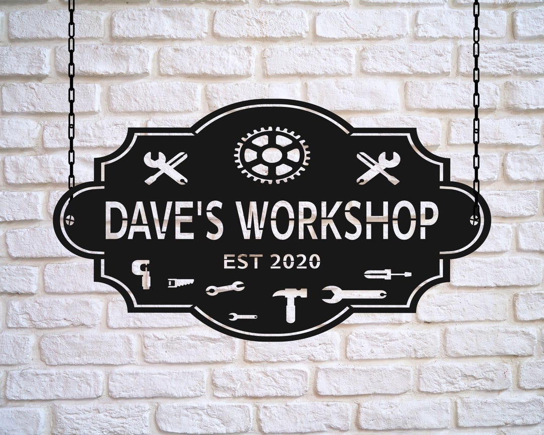 Personalized Garage Sign, Custom Workshop Sign, Pops Garage Gift Dad ...