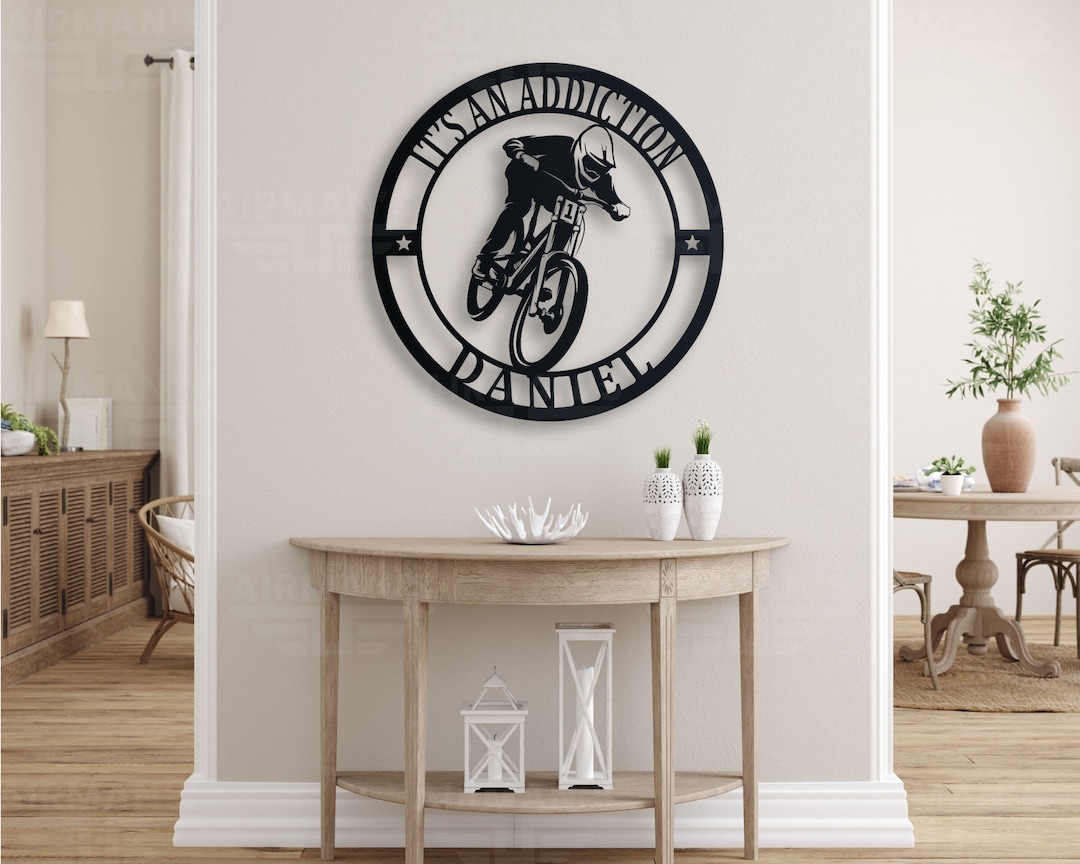 Personalized Mountain Bike Metal Art Custom Cyclist Wall Decor Unique ...