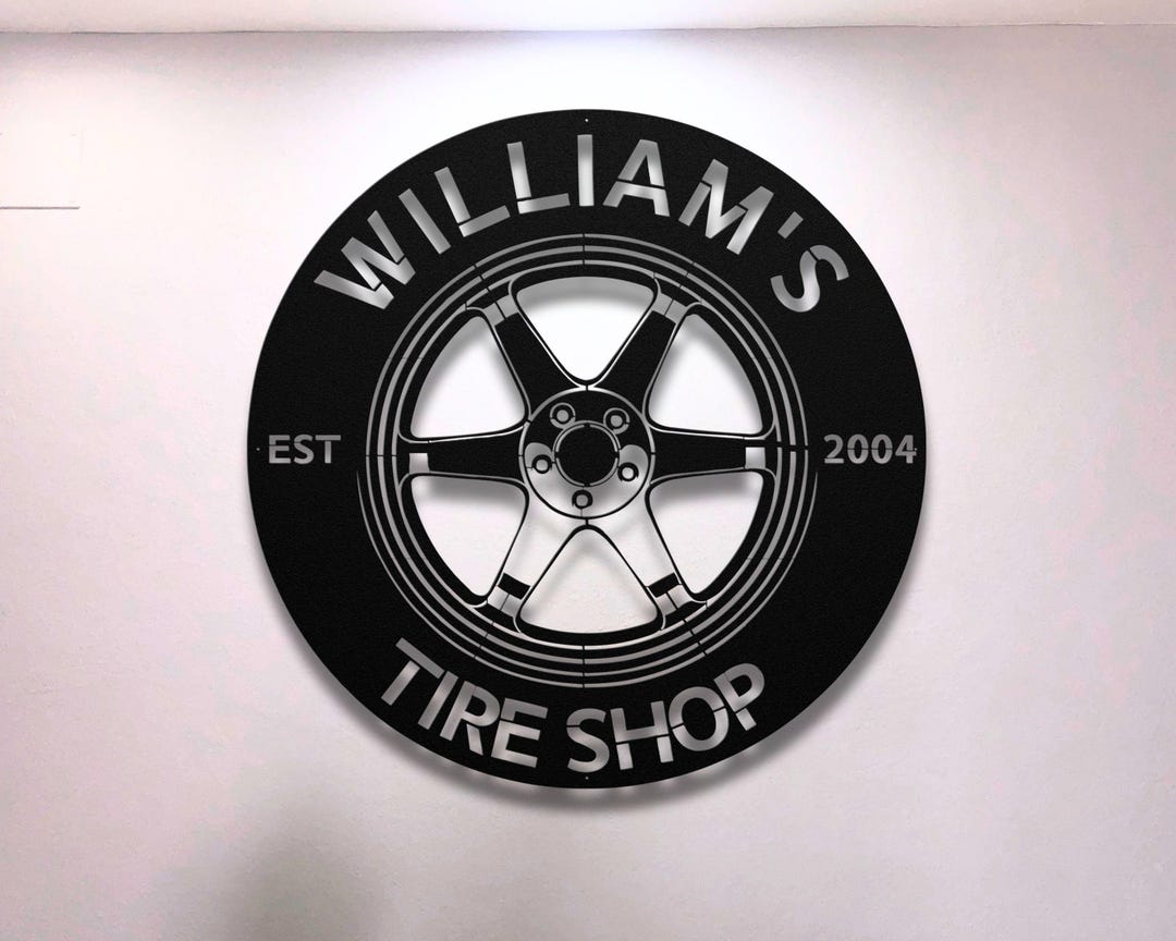 Custom Metal Car Tire Sign, Wheel Signs for Garage, Car Name Sign, Rim ...