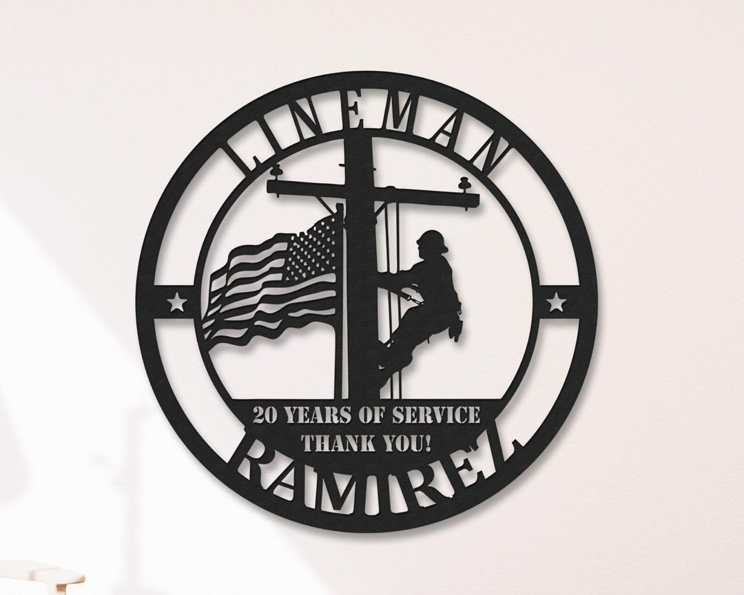 Lineman Custom Metal Name Sign, Electrician Shop Sign, Personalized ...
