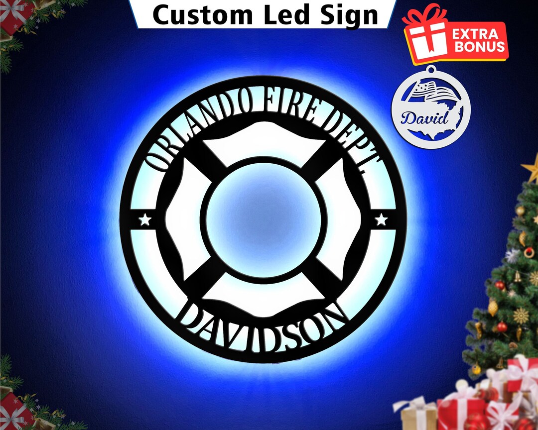 Firefighter Maltese Cross Art Fire Dept LED Sign - Etsy