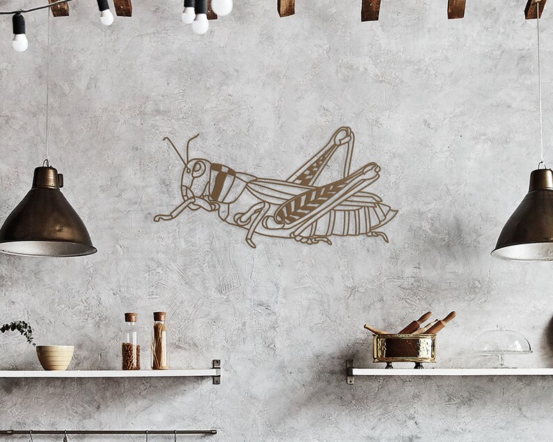 Geometric Grasshopper Metal Wall Art Animal Wall Decor Line Art ...