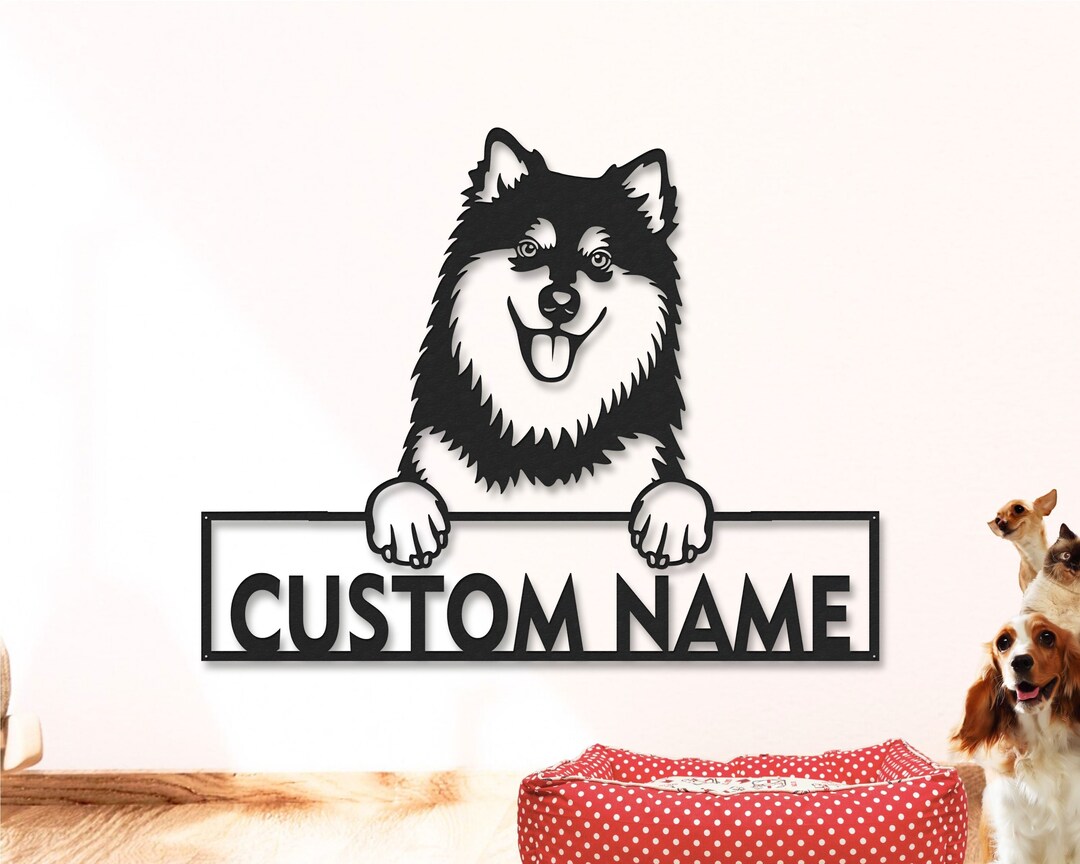 Finnish Lapphund Metal Wall Art Custom Lappie Dog Name Sign ...