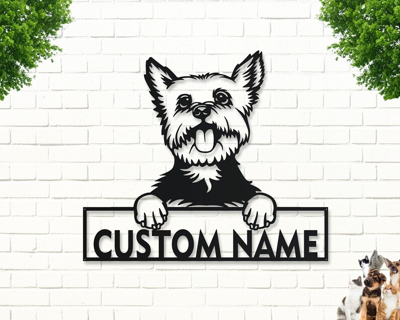 Yorkie Metal Wall Art Custom Yorkshire Dog Name Sign Personalized ...