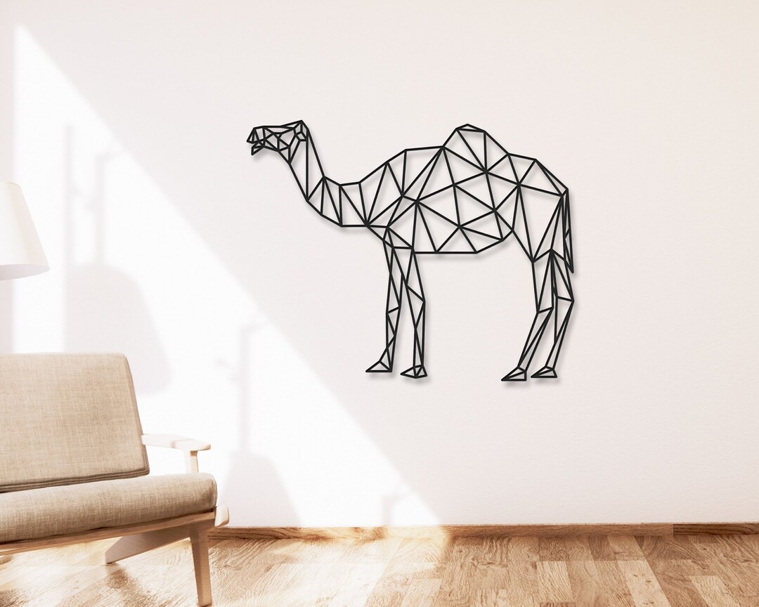 Geometric Camel 2 Metal Wall Art Animal Wall Decor Line Art Camel Kids ...