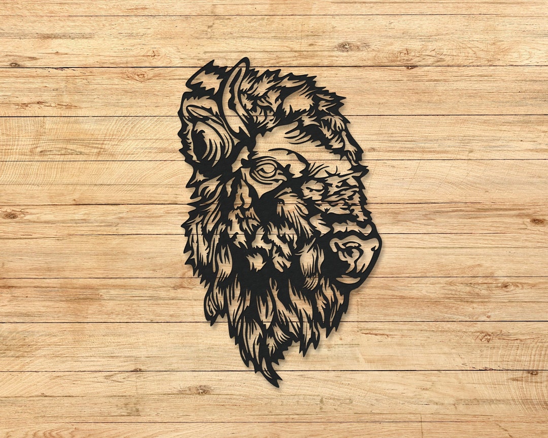 Bison Circle Monogram Sign Unique Bison Decor Perfect Gift for Him ...