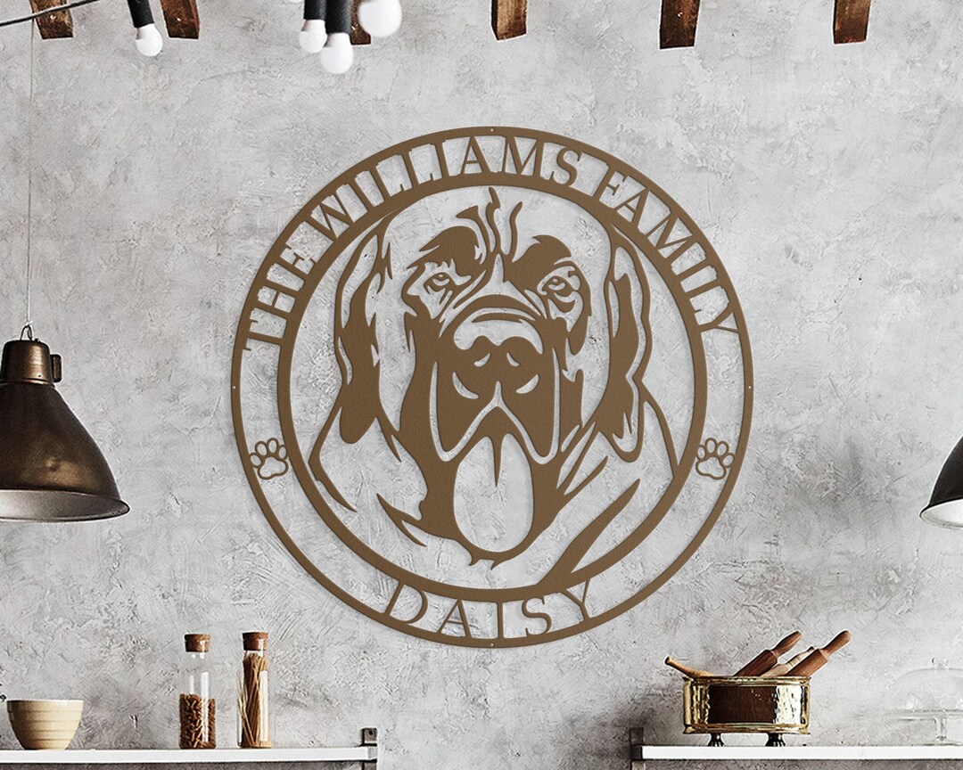Mastiff Metal Name Sign Custom Dog House Decor Front Door Welcome Sign ...