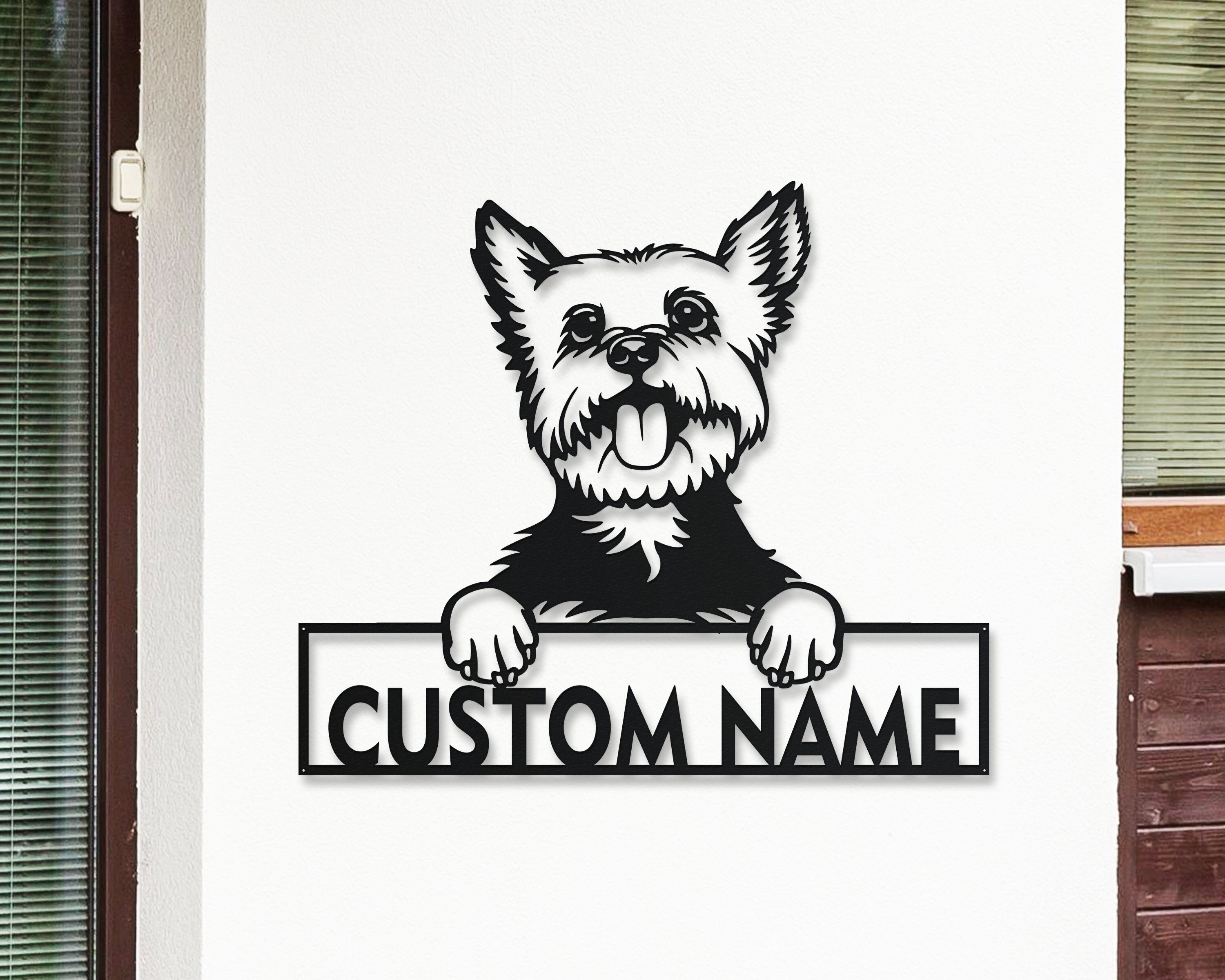 Yorkie Metal Wall Art Custom Yorkshire Dog Name Sign Personalized ...