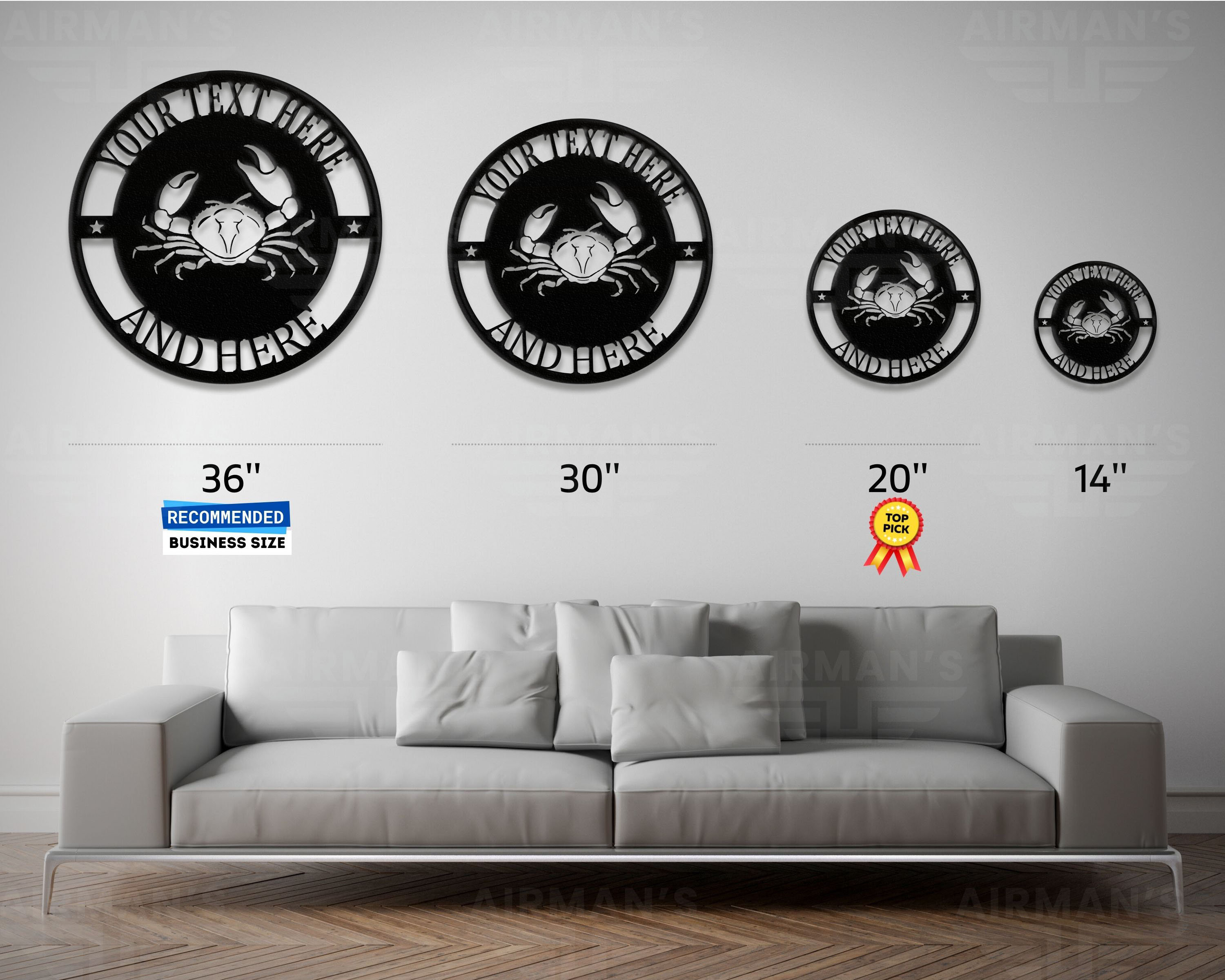 Personalized Crab Themed Wall Decor Custom Metal Art, Coastal Family ...