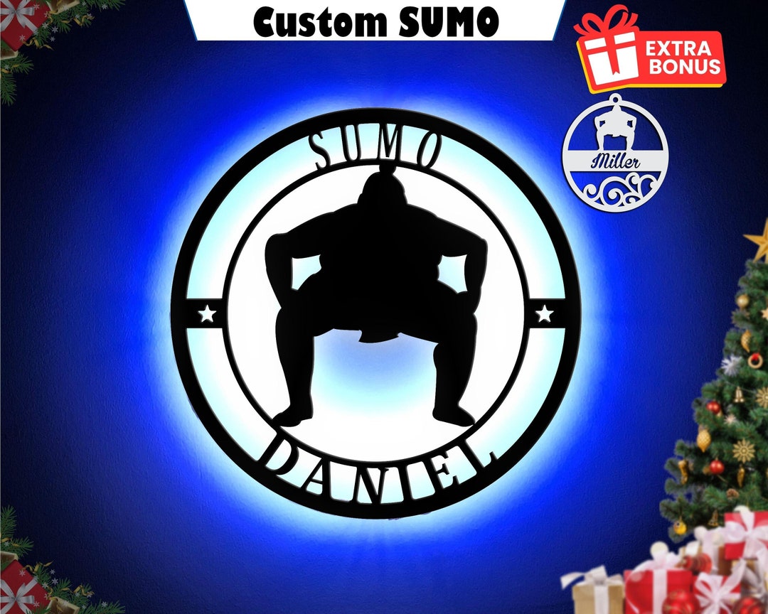 Personalized Sumo Wrestler LED Sign, Japanese Sport Metal Wall Art ...