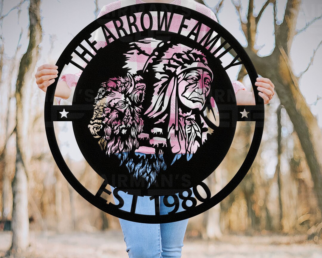 Native American Inspired Metal Art Personalized Bison Decor - Etsy